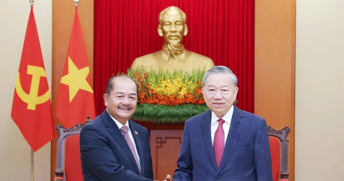 Le secrétaire général Tô Lâm reçoit le vice-Premier ministre lao Kikeo ...